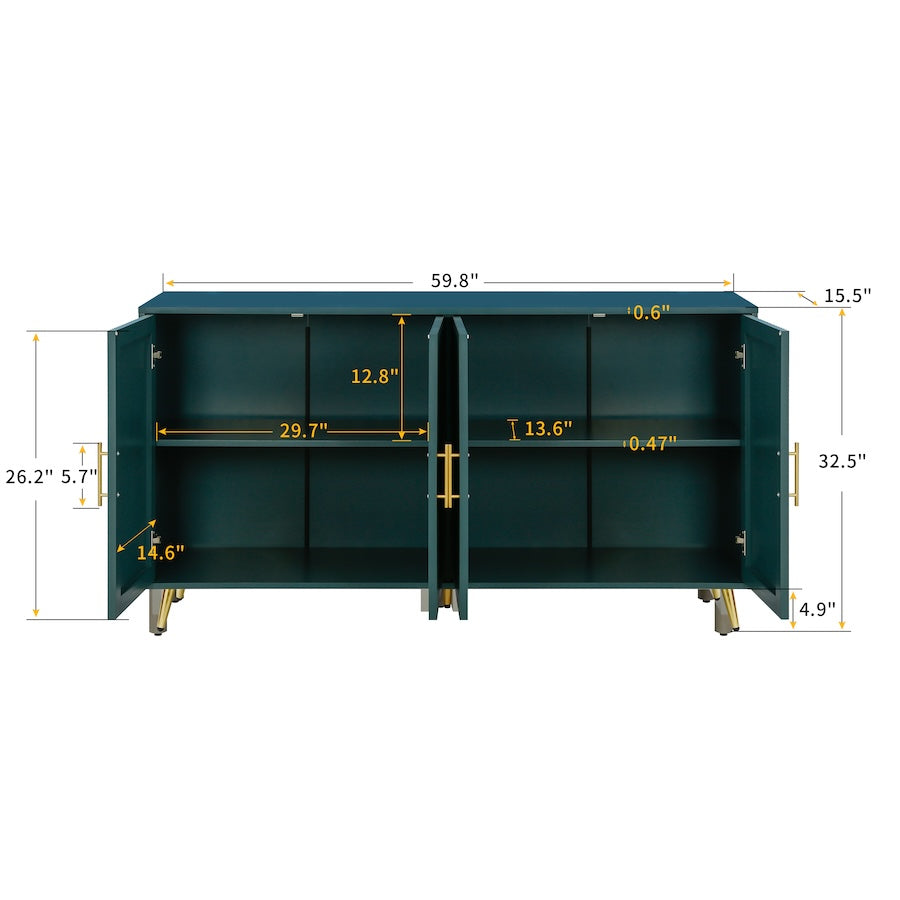Zrun 4-Door Wooden Cabinet - Green – Finally Home Furnishings LLC