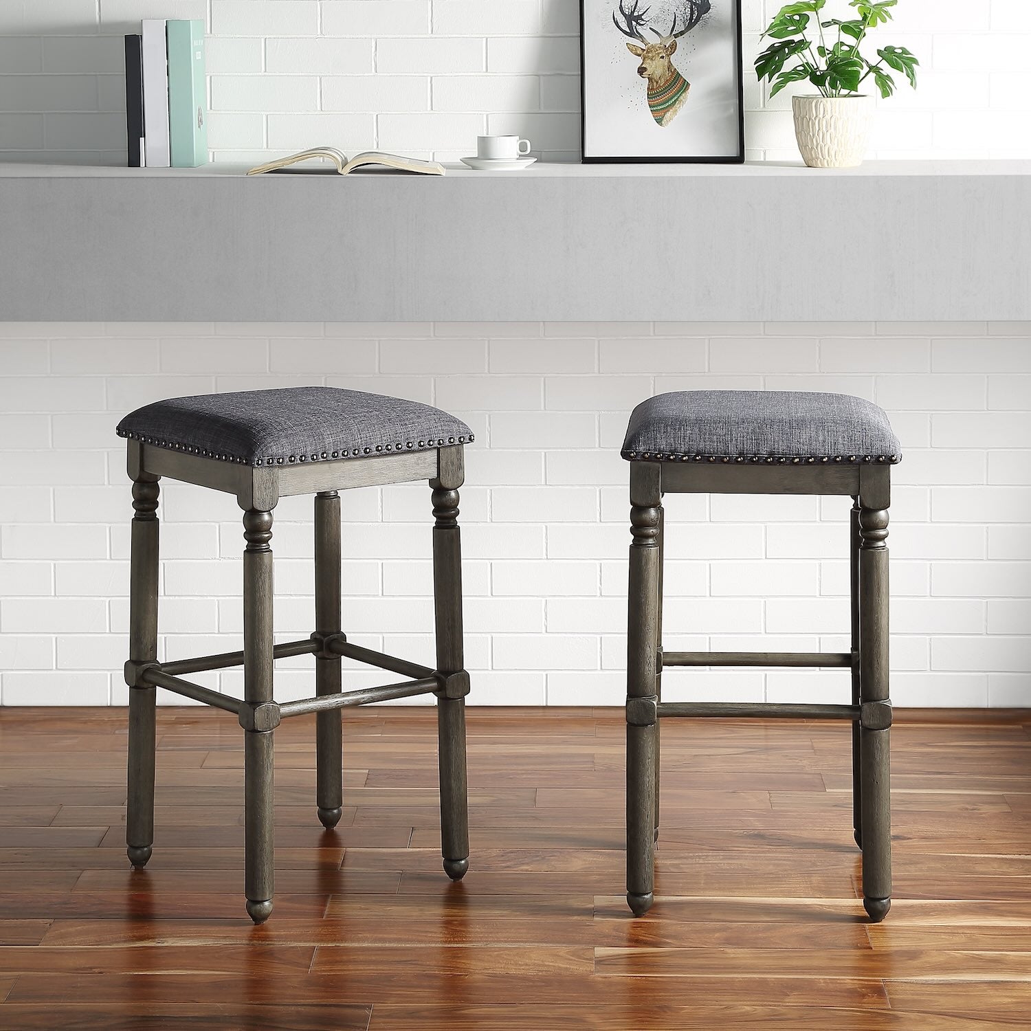Arnhem Farmhouse Style Bar Stools (Set of 2) Gray – Finally Home ...